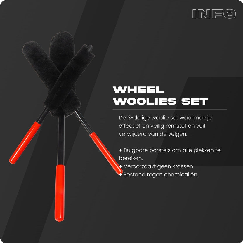 Detailrs - WHEEL WOOLIES - 3 Delige Velgen Borstel Set